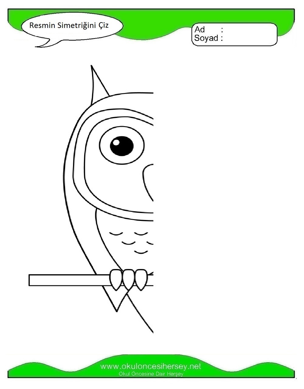 Simetrisini Çiz Çalışma Sayfaları